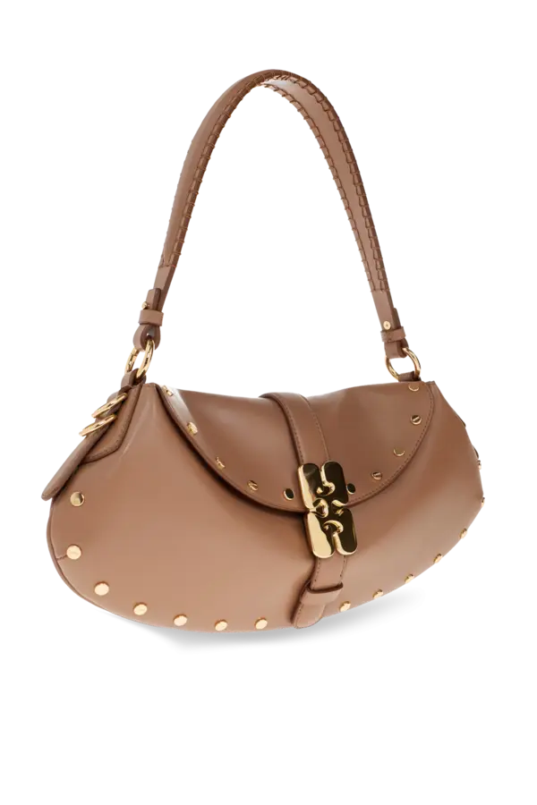 GANNI Studded Shoulder Bag - Brown