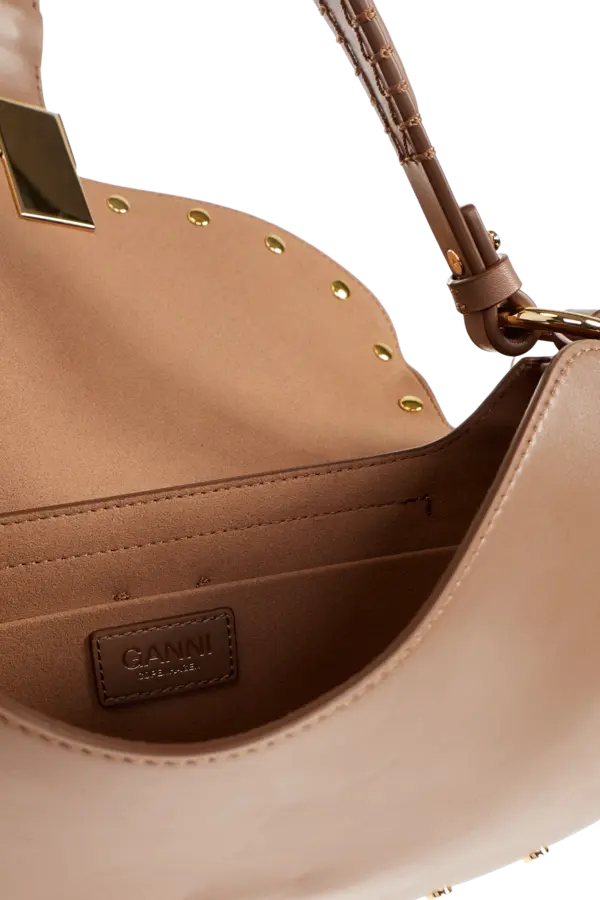 GANNI Studded Shoulder Bag - Brown