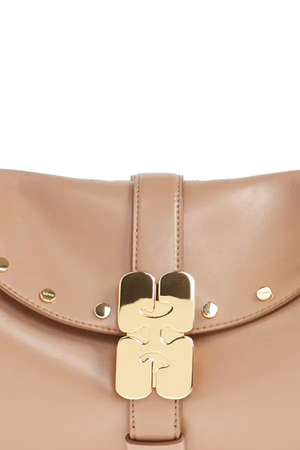 GANNI Studded Shoulder Bag - Brown