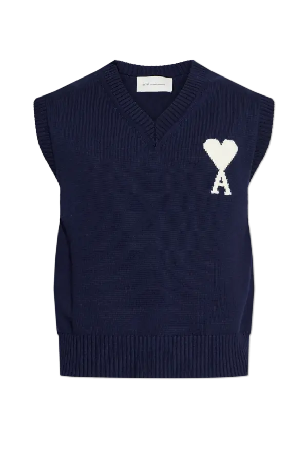 Ami V-neck Vest - Navy Blue