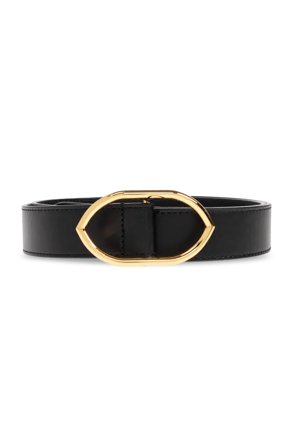 Jacquemus Leather Belt With Gold Buckle - Black