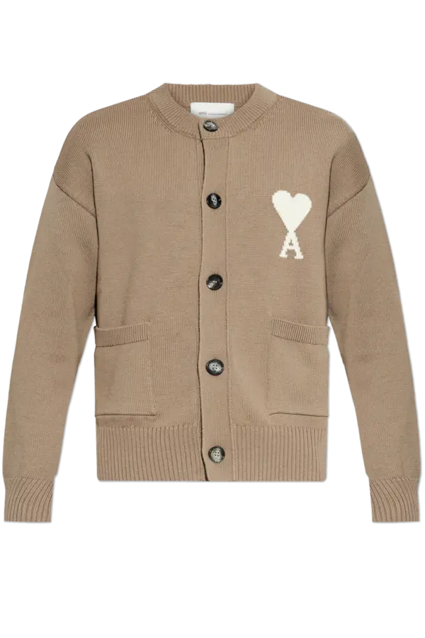 AMI Paris Cardigan With Pockets - Beige