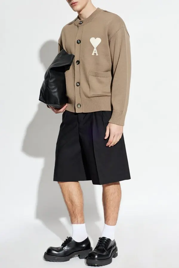 AMI Paris Cardigan With Pockets - Beige