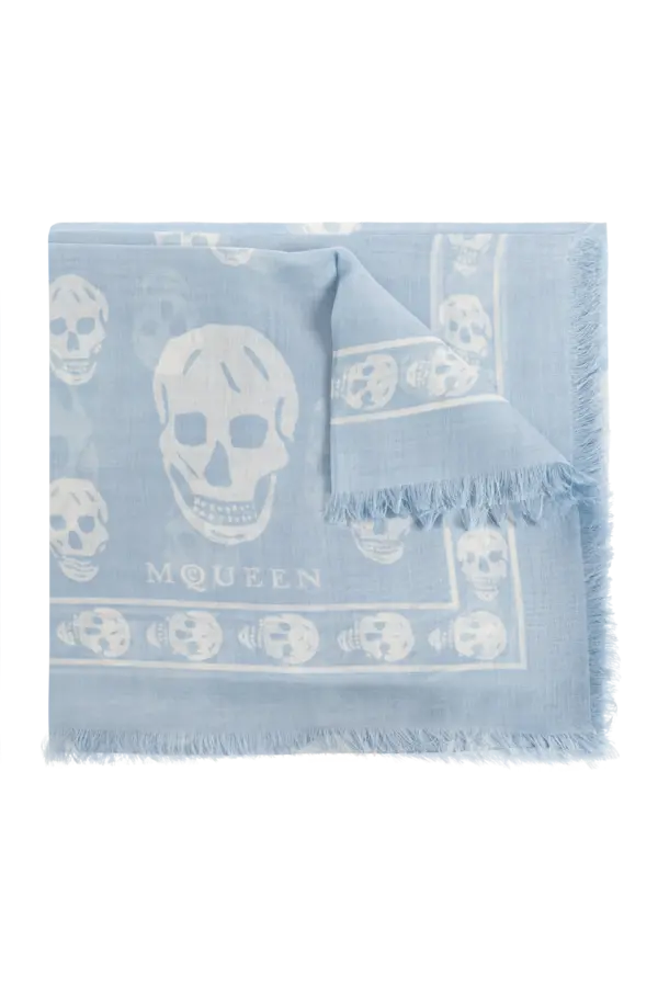 Alexander McQueen Scarf With A Distinctive Skull Motif - Light Blue