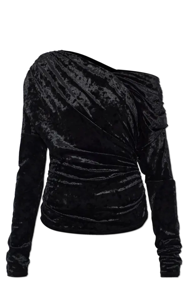GANNI Draped Velvet Top - Black
