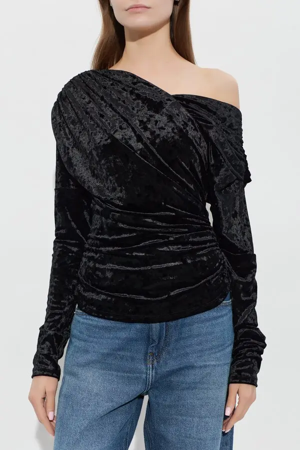 GANNI Draped Velvet Top