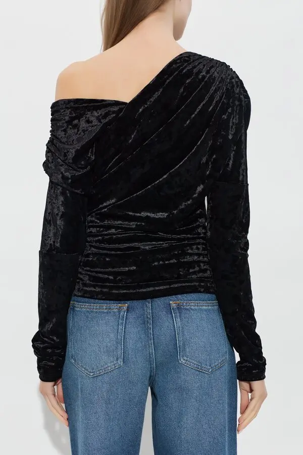 GANNI Draped Velvet Top