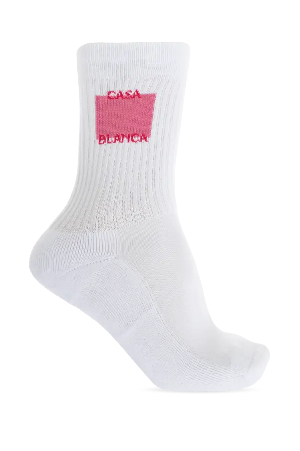Casablanca Logo Socks - White