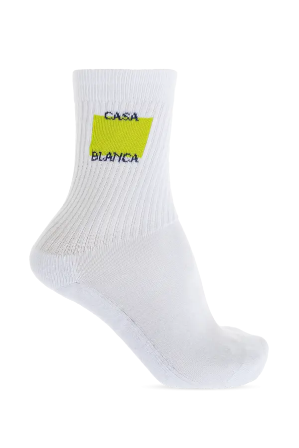 Casablanca Logo Socks - White