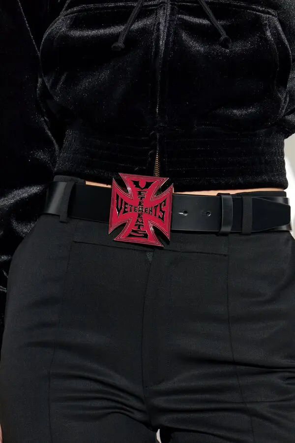 Vetements Leather Belt With Maltese Cross Buckle