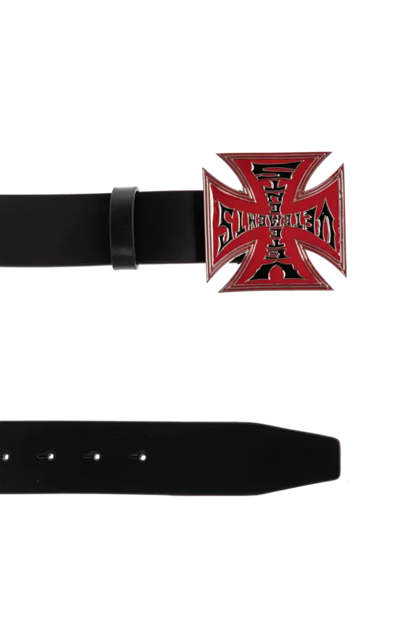 Vetements Leather Belt With Maltese Cross Buckle
