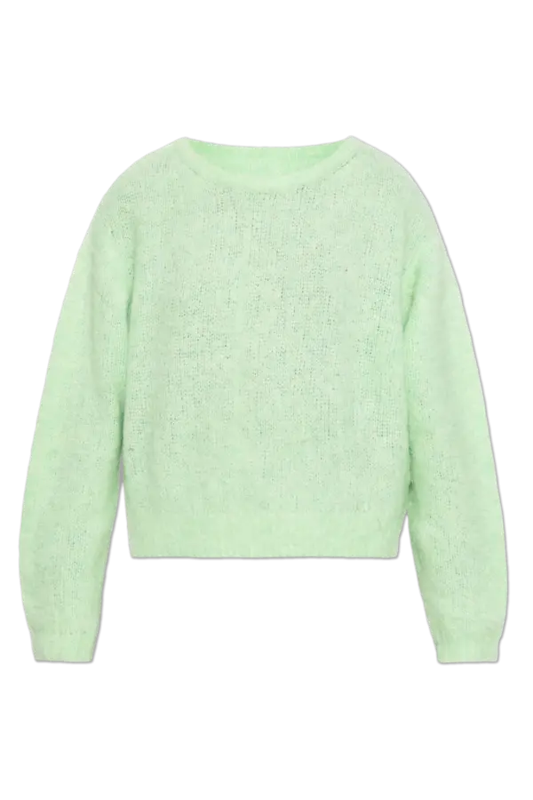 American Vintage Crew Neck Fluffy Knit Sweater - Green