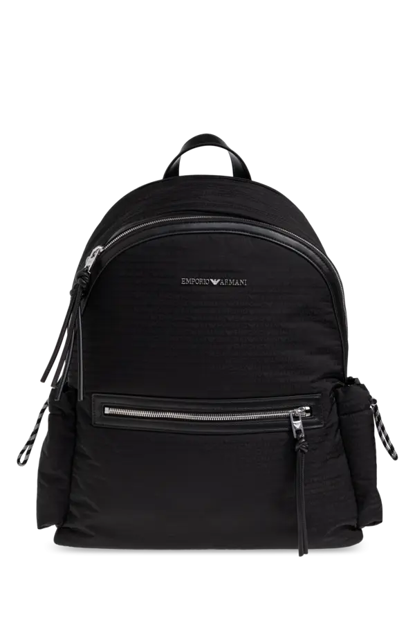 Emporio Armani Monogram Backpack - Black