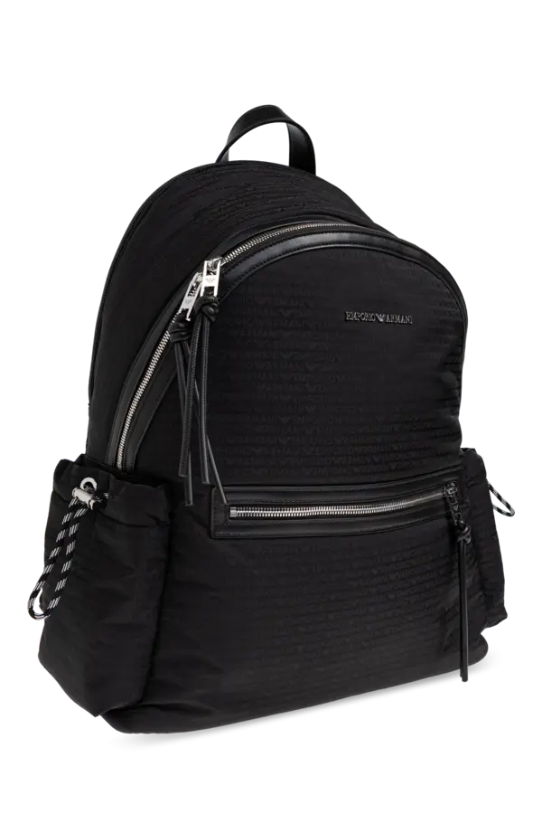 Emporio Armani Monogram Backpack - Black