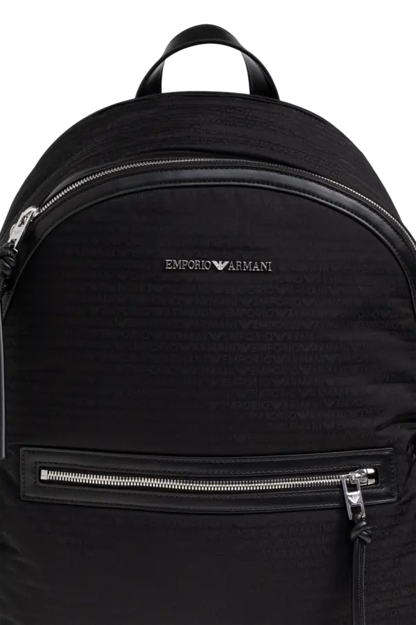 Emporio Armani Monogram Backpack - Black