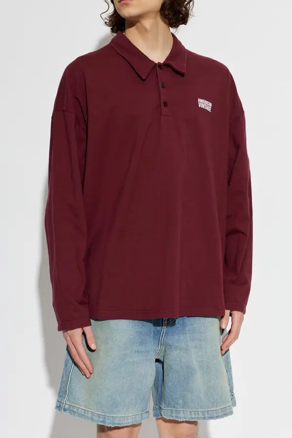 American Vintage Polo With Logo - Burgundy