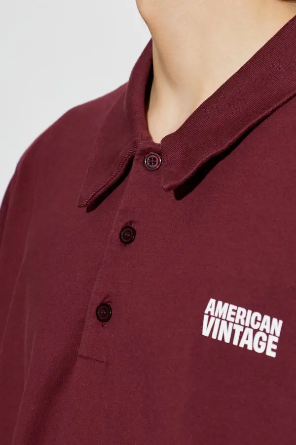 American Vintage Polo With Logo - Burgundy