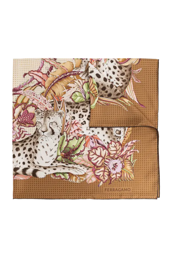 FERRAGAMO Silk Scarf - Brown