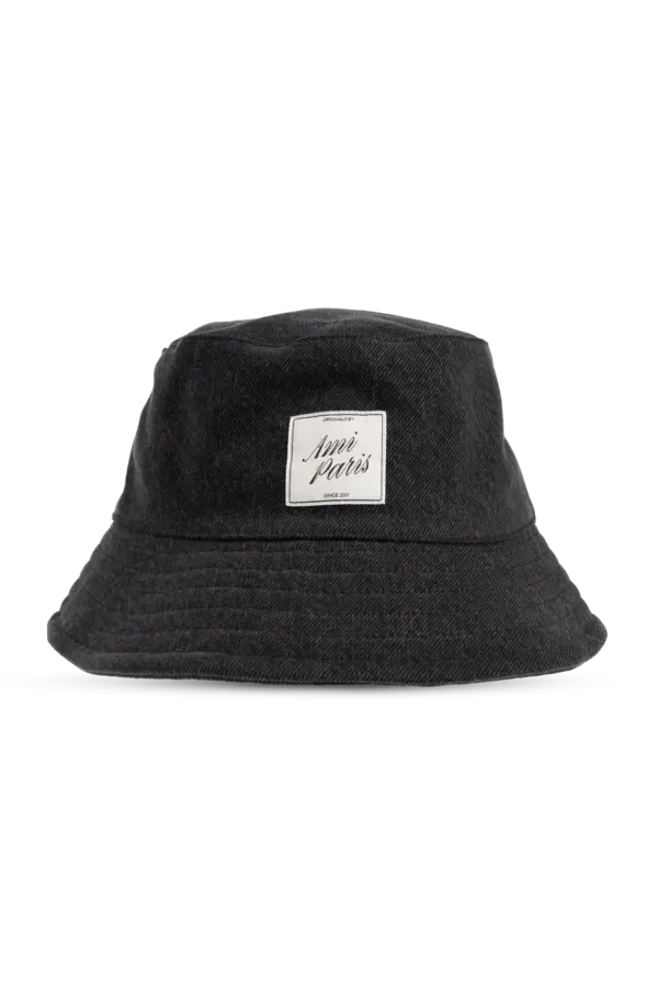 Ami Bucket Hat With Logo Patch - Black