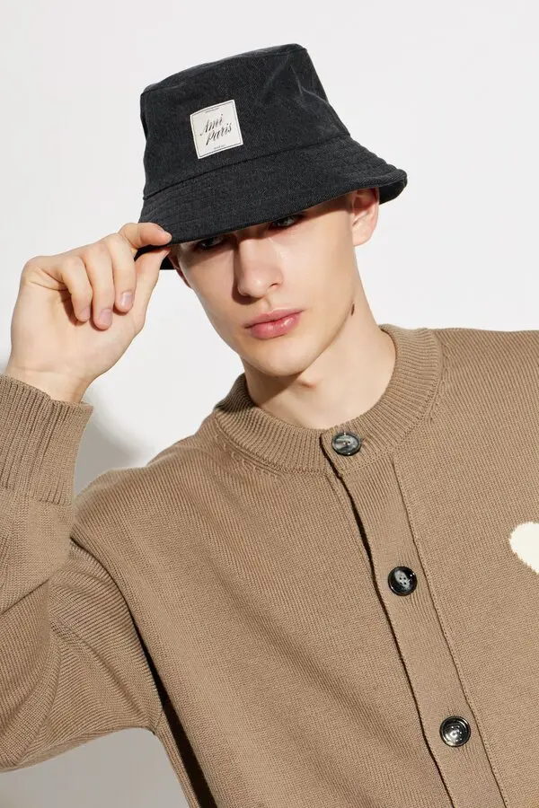 AMI Paris Bucket Hat With Logo Patch - Black