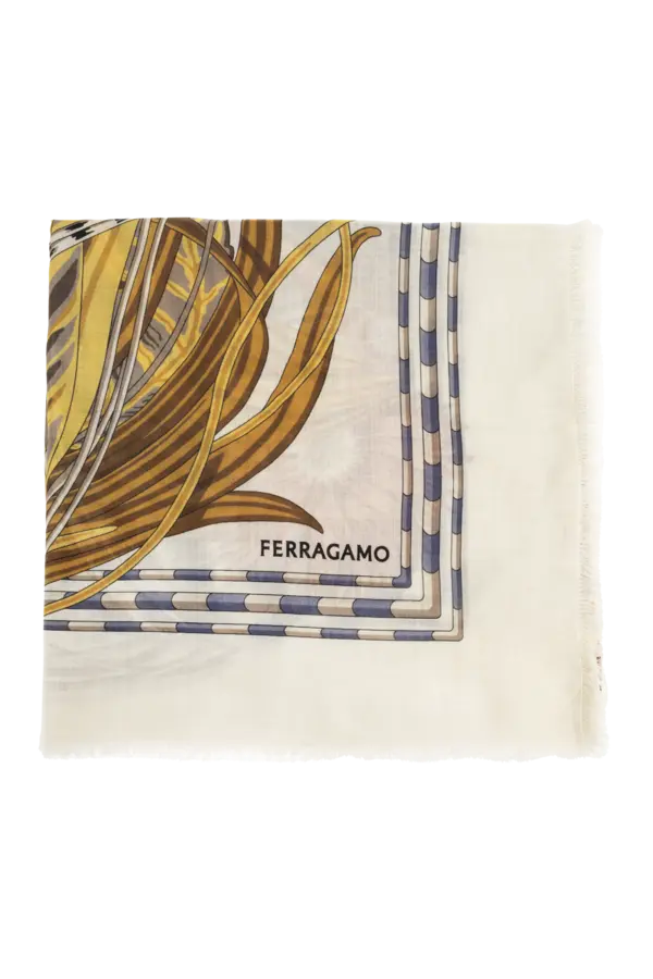 FERRAGAMO Scarf With Print - Cream