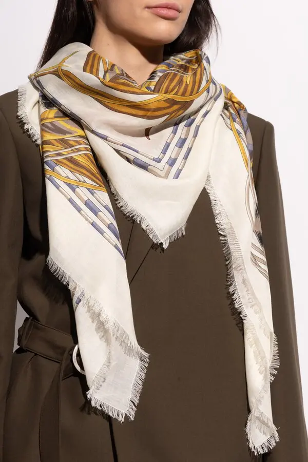 FERRAGAMO Scarf With Print - Cream