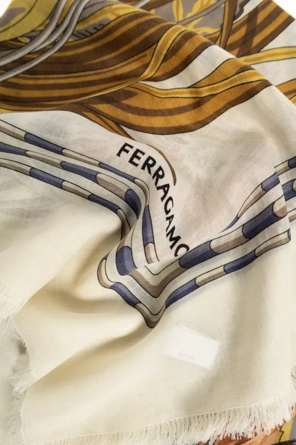 FERRAGAMO Scarf With Print - Cream