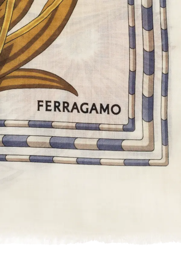 FERRAGAMO Scarf With Print - Cream
