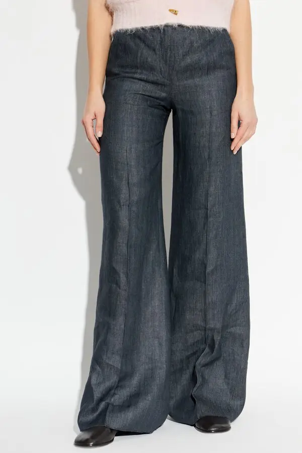 Max Mara Linen Palazzo Trousers - Grey