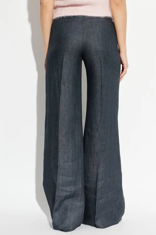Max Mara Linen Palazzo Trousers - Grey