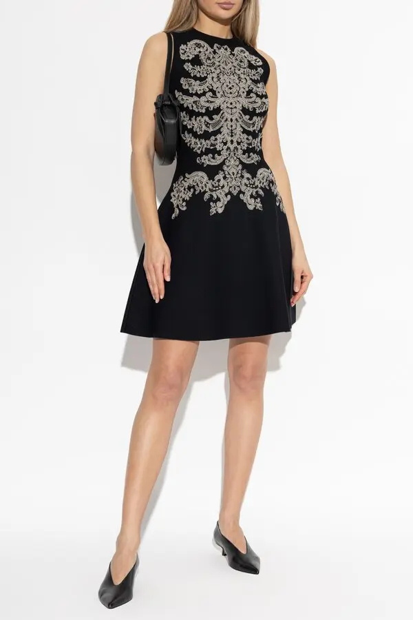 Alexander McQueen Fit & Flare Dress With Embroidery