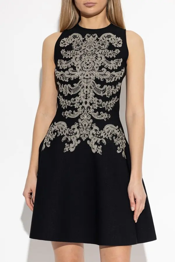 Alexander McQueen Fit & Flare Dress With Embroidery