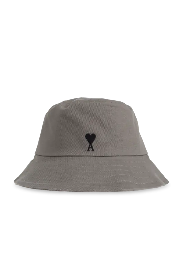 Ami Bucket Hat With Embroidered Logo - Grey
