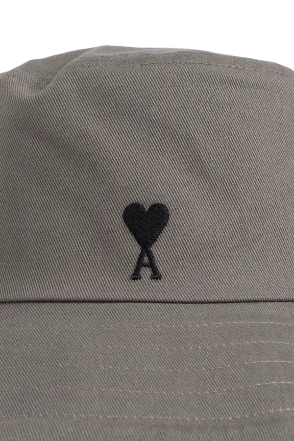AMI Paris Bucket Hat With Embroidered Logo - Grey