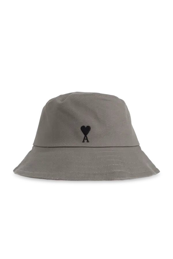 AMI Paris Bucket Hat With Embroidered Logo - Grey