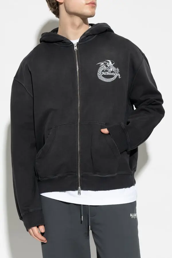 ALLSAINTS Terra Relaxed Fit Zip-up Hoodie - Grey