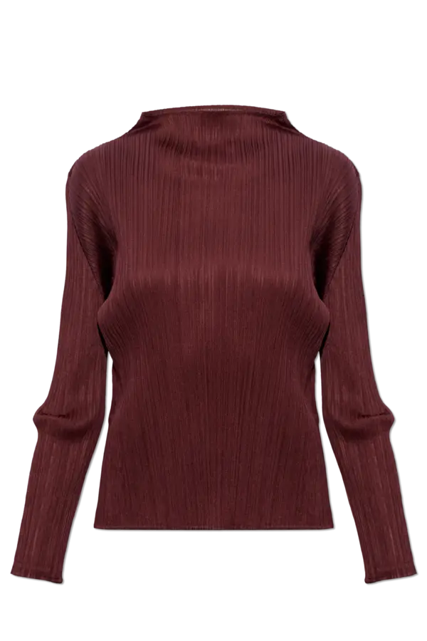 Issey Miyake Pleated Top - Burgundy