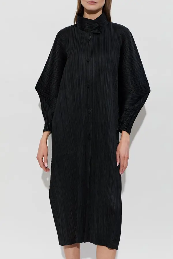 Issey Miyake Pleated Coat - Black