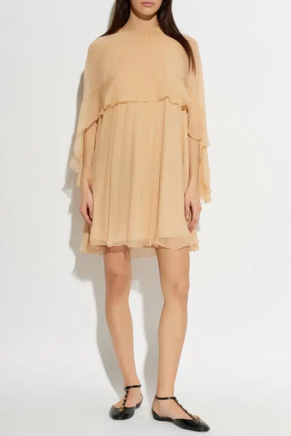 Chloé Silk Trapeze Dress - Beige
