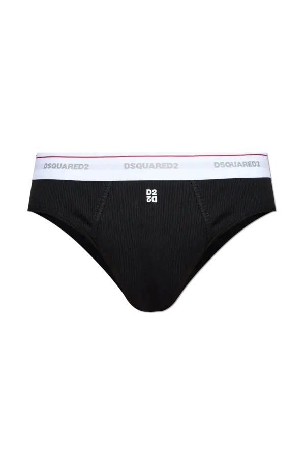 Dsquared2 Ribbed Briefs With Logo - Black
