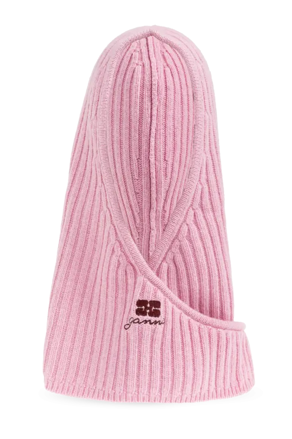 GANNI Balaclava With Embroidered Logo - Pink