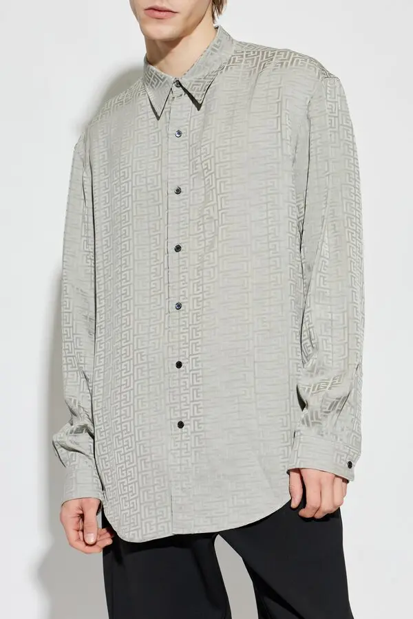 Balmain Shirt With Monogram - Grey
