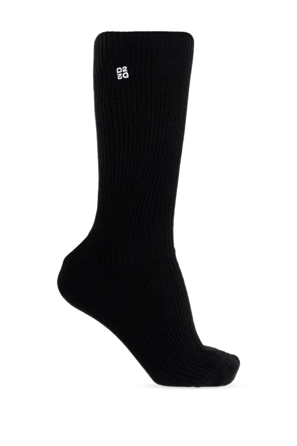 Dsquared2 Long Socks With Embroidered Logo - Black