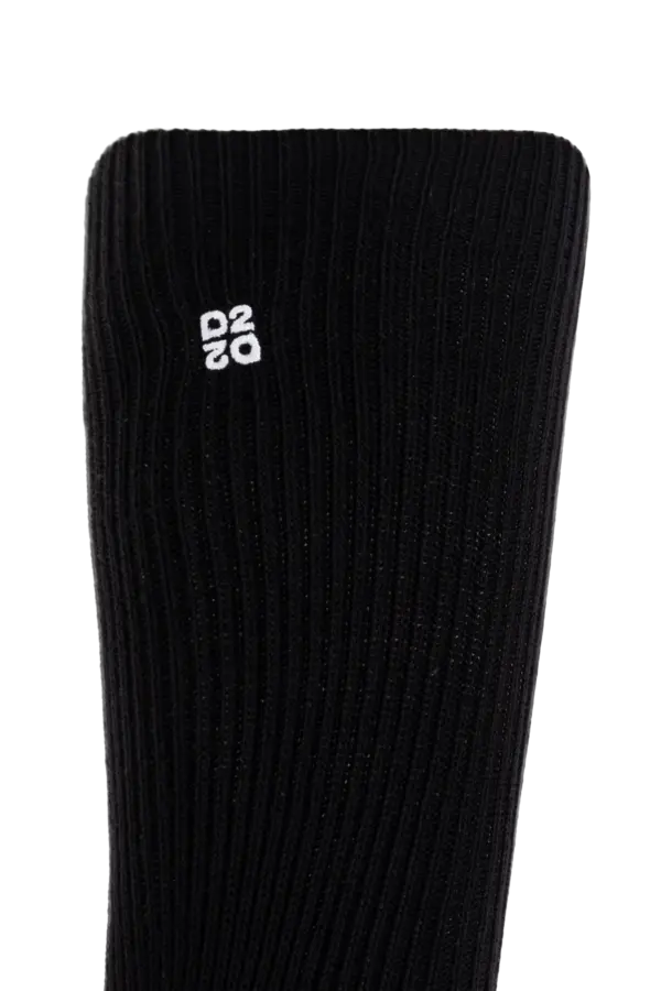 Dsquared2 Long Socks With Embroidered Logo - Black