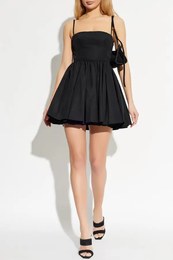 Alaïa Spaghetti Strap Flared Dress - Black