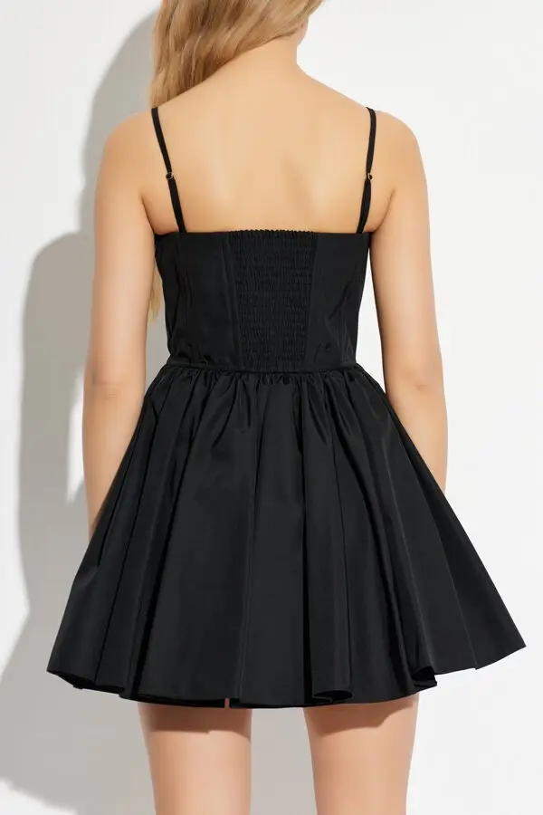 Alaïa Spaghetti Strap Flared Dress - Black