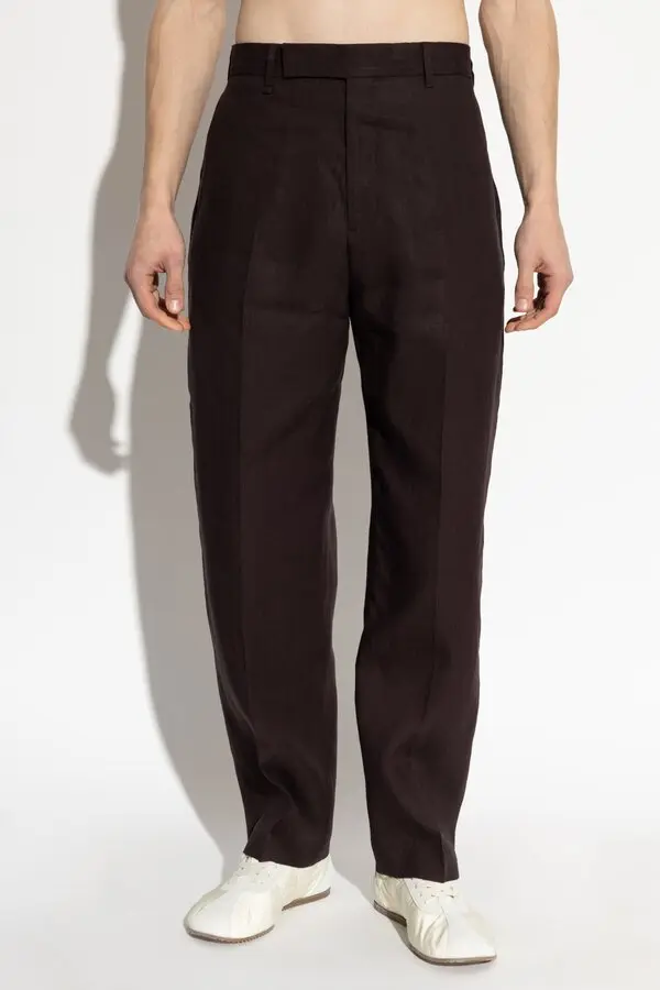 Paul Smith Linen Pleated Trousers - Brown