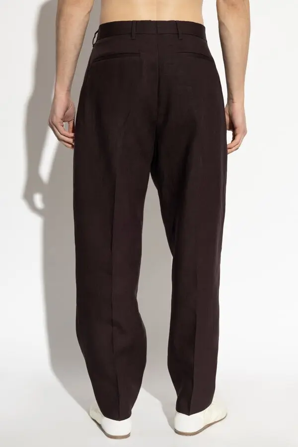 Paul Smith Linen Pleated Trousers - Brown