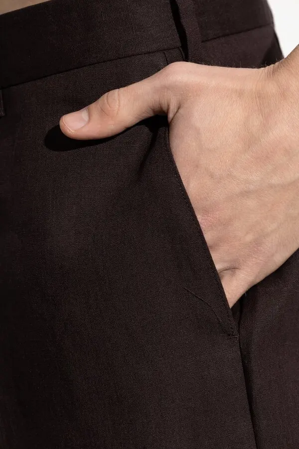 Paul Smith Linen Pleated Trousers - Brown