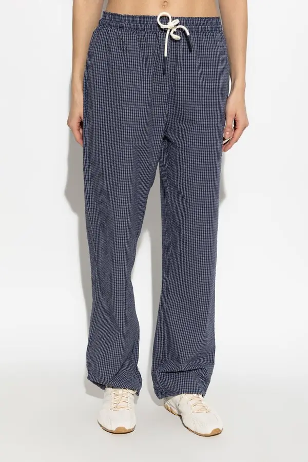 RETHINKIT STUDIOS Plaid Patterned Trousers - Navy Blue